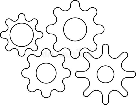 Gears Icon Set. Connected Cogs, Cogwheel Gears Vector Illustration ...