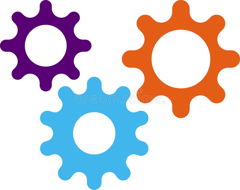 Gears Icon Set. Connected Cogs, Cogwheel Gears Vector Illustration ...