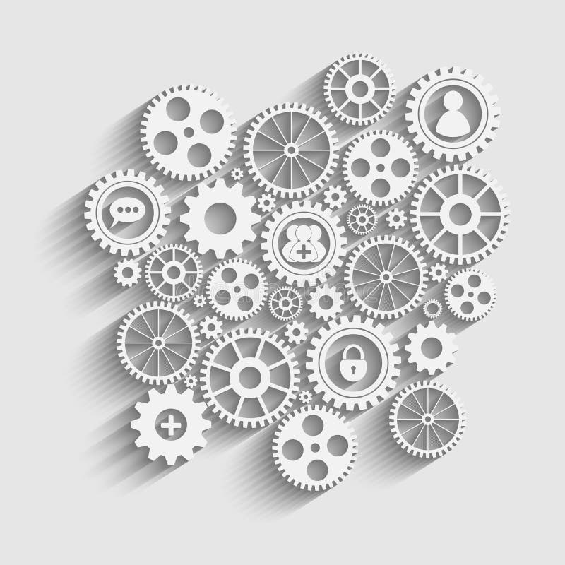 Gears with icons inside stock vector. Illustration of cogwheel - 41393343