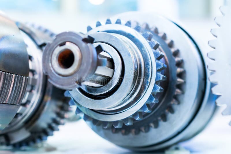 Gears, Impaled on the Shaft Spline. Stock Image - Image of gearing ...