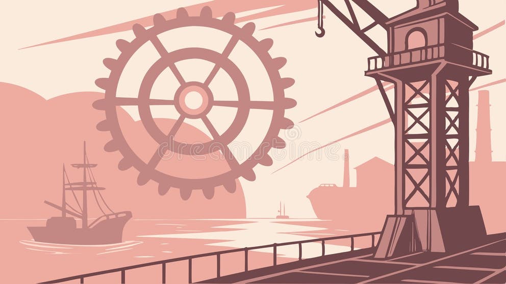 Gears and Industrial Structures with a Distant Ship, Mechanical ...