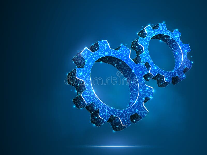 Two Spinning Gears. Industry Development, Engine Work, Business ...