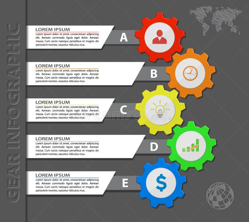 Gears Infographic. Engineering Timeline Concept With 5 Options ...