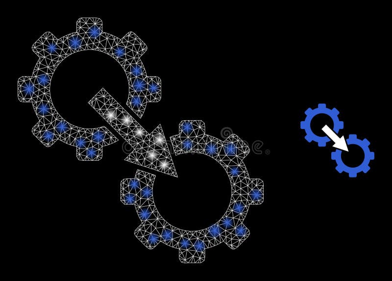 Gears Integration Icon - Polygonal Mesh with Glare Spots Stock Vector ...