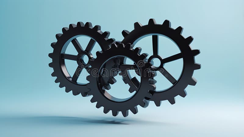 Gears Interlocking on Blue Background Stock Illustration - Illustration ...