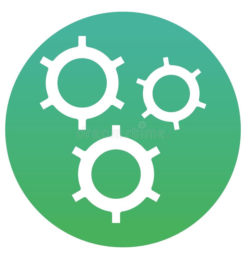 Gears Isolated Vector with Line and Fill Icon Stock Vector ...