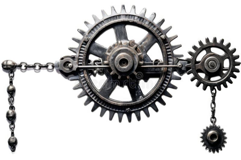 Gears with a Key Winding Mechanism and Chain Stock Illustration ...