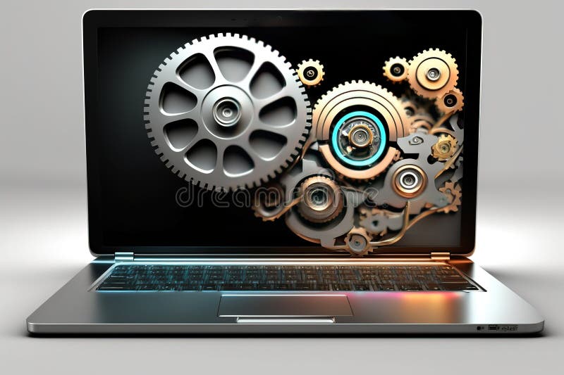 Gears Laptop Concept Properties System Stock Illustration ...
