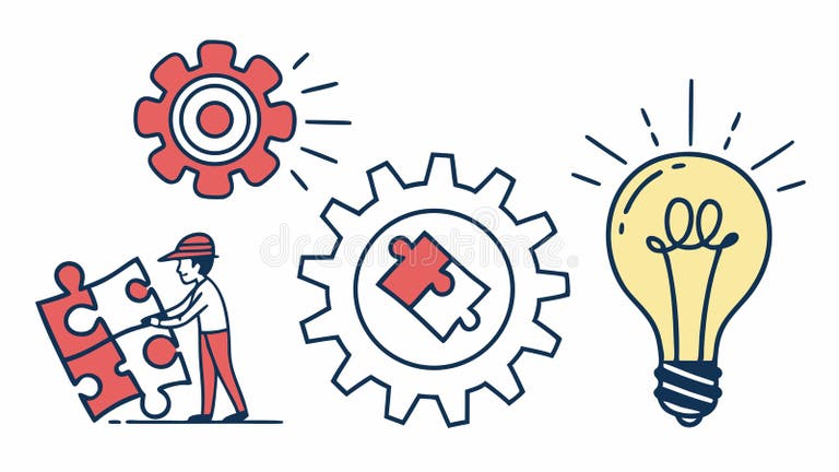 Gears, Light Bulb, Puzzle Pieces: Problem-solving Concept, Vector ...