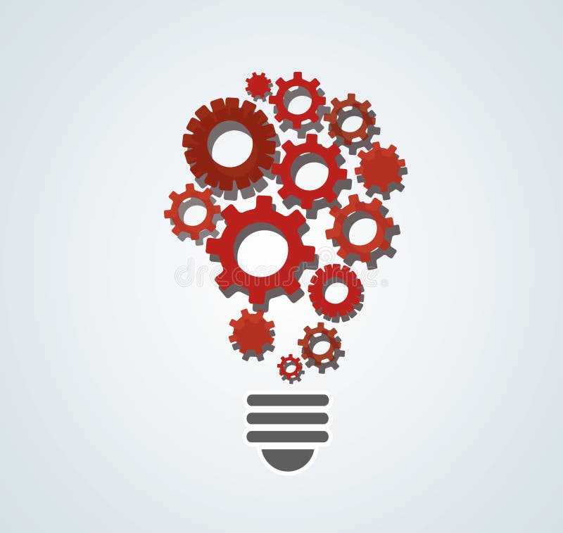 Gears in Light Bulb Shape , Abstract Gears Concept of Thinking Stock ...