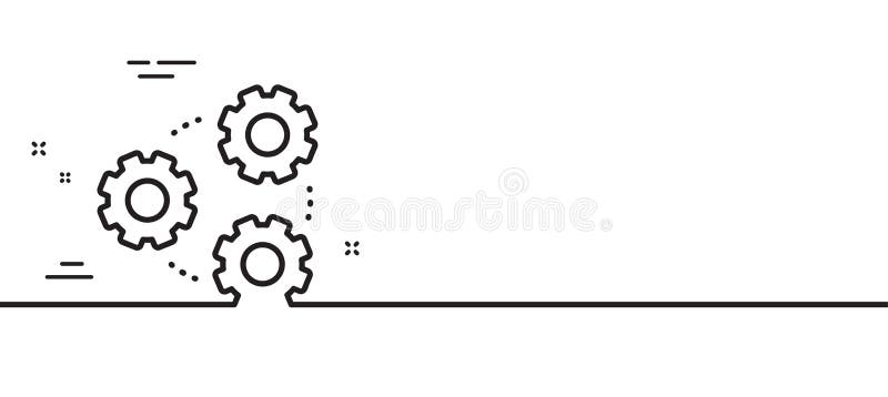 Gears Line Icon. Teamwork Cogwheel Sign. Working Process. Minimal Line ...