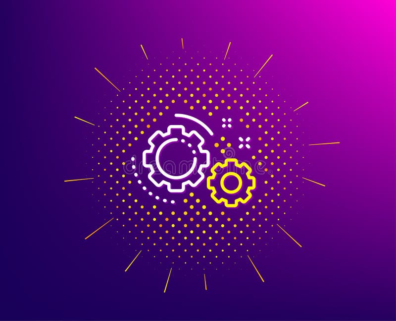 Gears Line Icon. Teamwork Cogwheel Sign. Working Process. Vector Stock ...