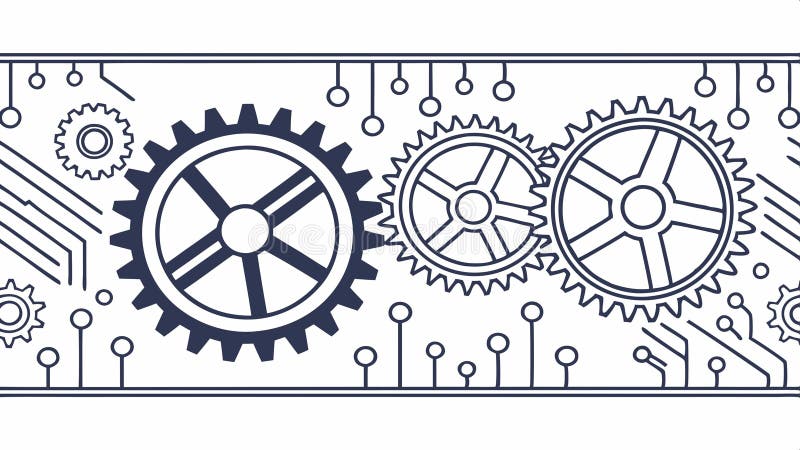 Gears and Lines Border, Industrial Tech Design for Engineering Projects ...