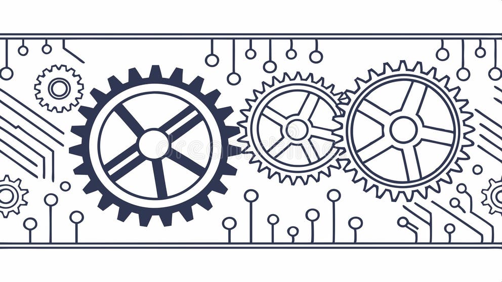 Gears and Lines Border, Industrial Tech Design for Engineering Projects ...