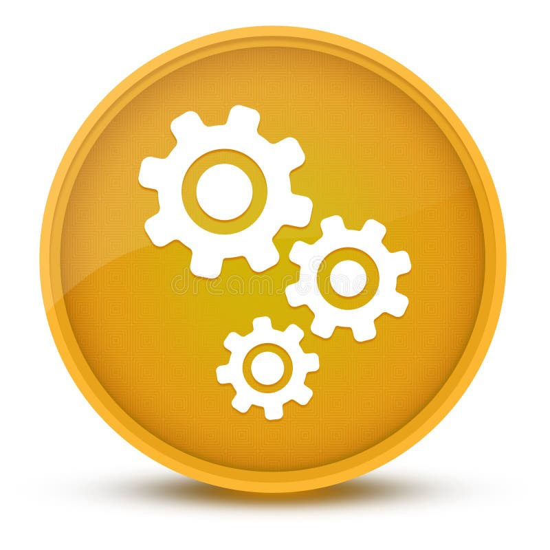 Gears Luxurious Glossy Yellow Round Button Abstract Stock Illustration ...