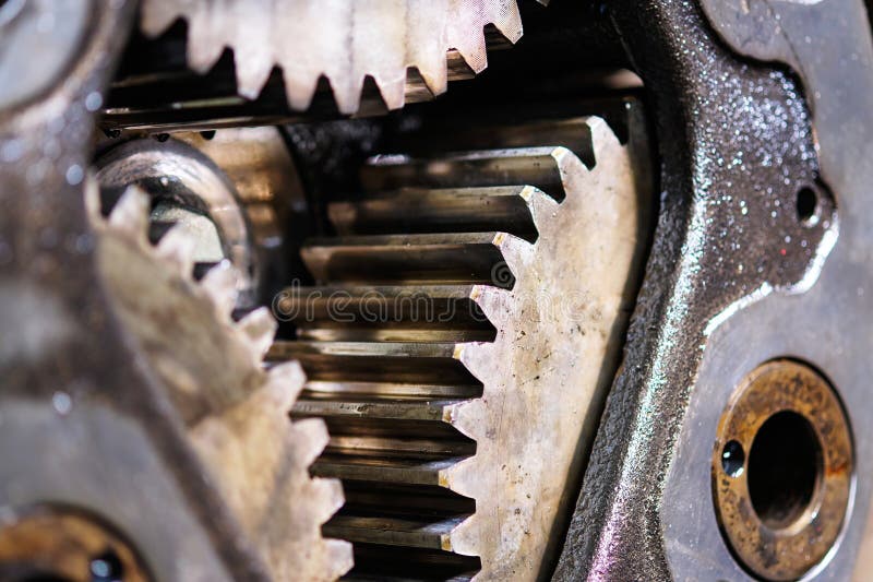 Gears Made of Metal Gears. Selective Focus Concept of Mechanical ...