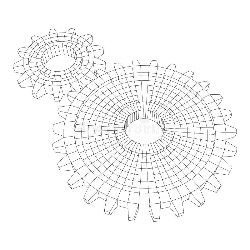 Low Poly Wireframe Gears Stock Illustrations – 337 Low Poly Wireframe ...
