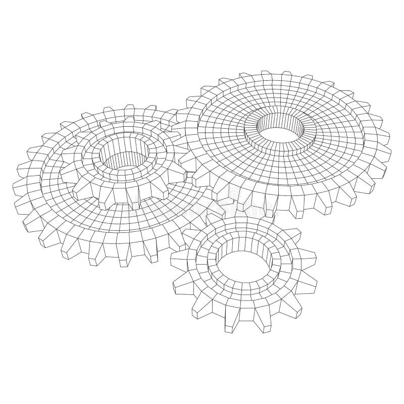 Low Poly Wireframe Gears Stock Illustrations – 337 Low Poly Wireframe ...