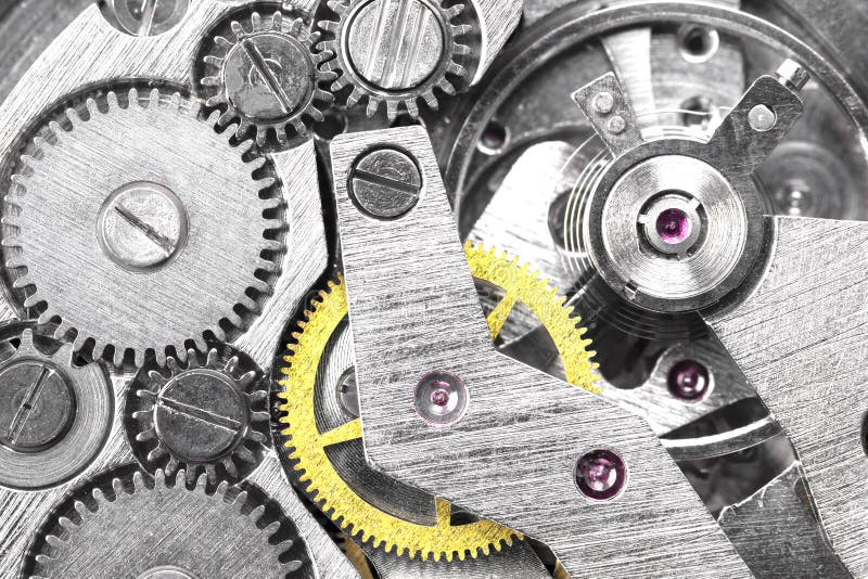 Gears of a Mechanical Watch Close-up Top View Stock Photo - Image of ...