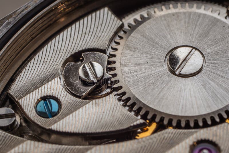 Gears on Mechanical Watch Movement Stock Photo - Image of clockworks ...