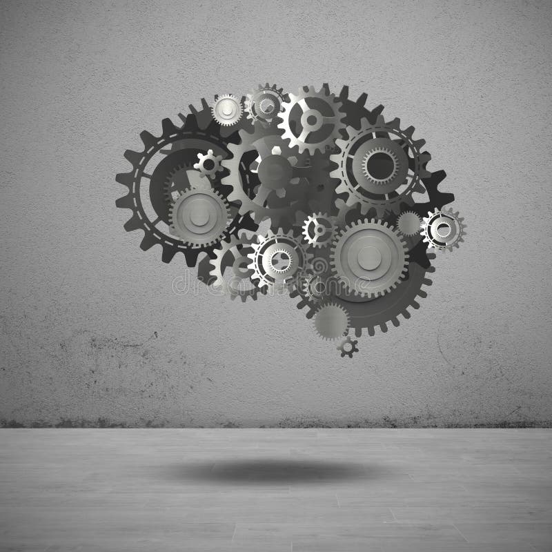 Gears Mechanism Brain 3D Rendering Stock Photo - Image of mechanic ...