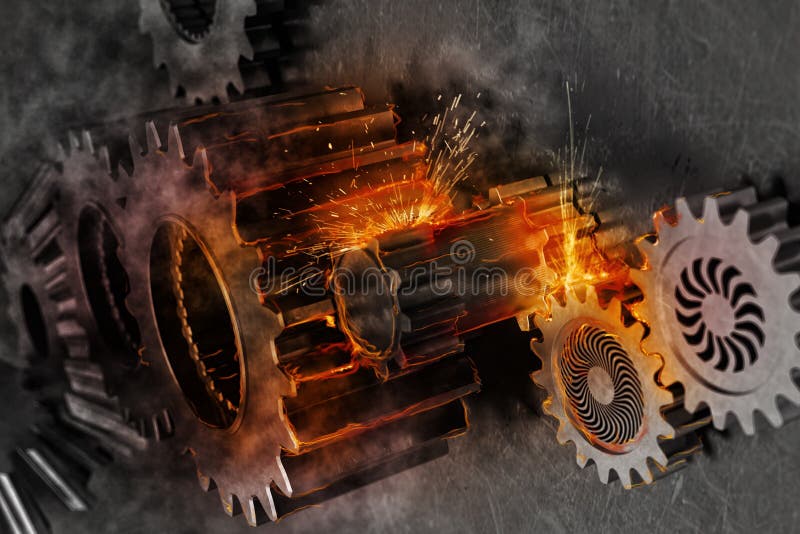 Gears Mechanism System Problem. 3D Rendering Stock Image - Image of ...