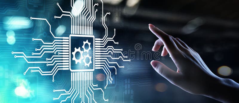 Gears Mechanism on Virtual Screen. Automation and Business Process Flow ...