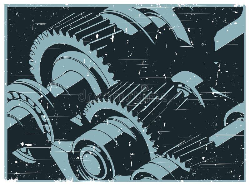 Gears Mechanisms Close-up Retro Poster Stock Vector - Illustration of ...