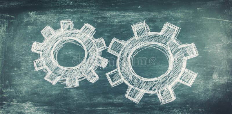 Gears Meshing Together on a Chalkboard Illustrate the Concept of ...