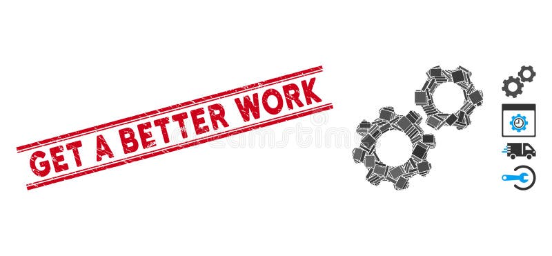 Gears Mosaic and Distress Get a Better Work Seal with Lines Stock ...