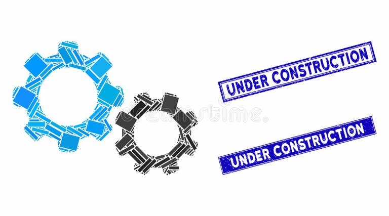 Gears Mosaic and Scratched Rectangle Stamps Stock Vector - Illustration ...