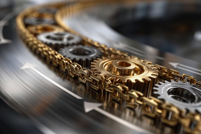 Gears in Motion Illustrating Interdependent Work Stages Stock Image ...