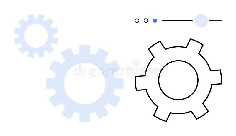 Gears in Motion with Minimalist Circle Indicators Reflecting Progress ...