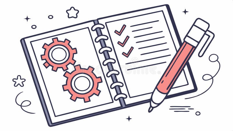 Gears and Notepad, Engineering Notes and Technical Planning Vector ...