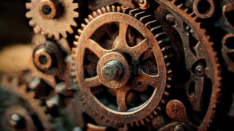 Gears from old mechanism stock illustration. Illustration of group ...