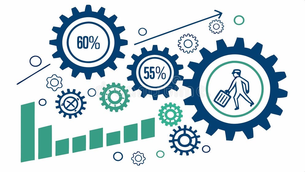 Gears and Percentage Chart, Business and Data Analysis Theme Vector ...