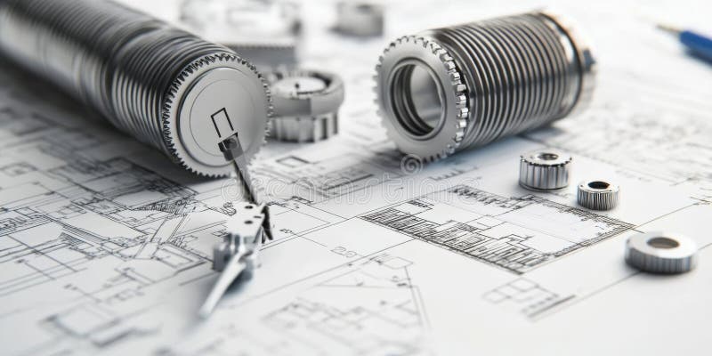 Gears and Plan Work Together on Technical Drawing, Industrial Design ...