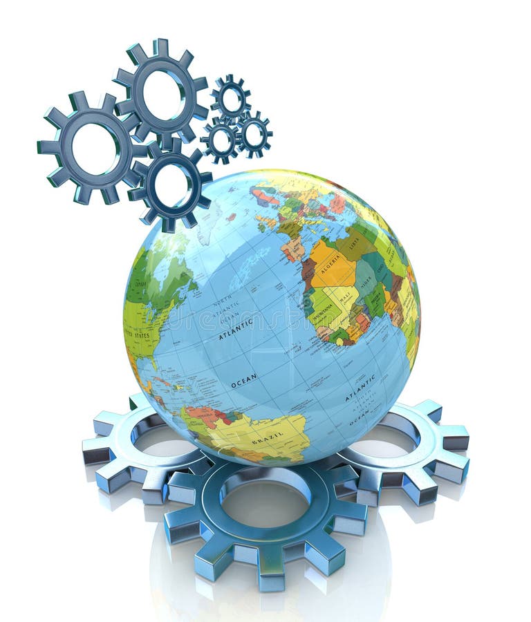 The earth and gear symbol stock vector. Illustration of logo - 16671262