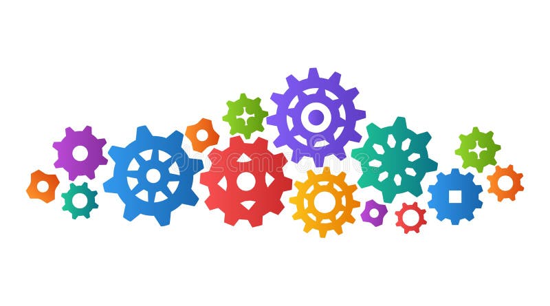 Gears in Progress., Icon, Teamwork Business Strategy Process, Vector ...
