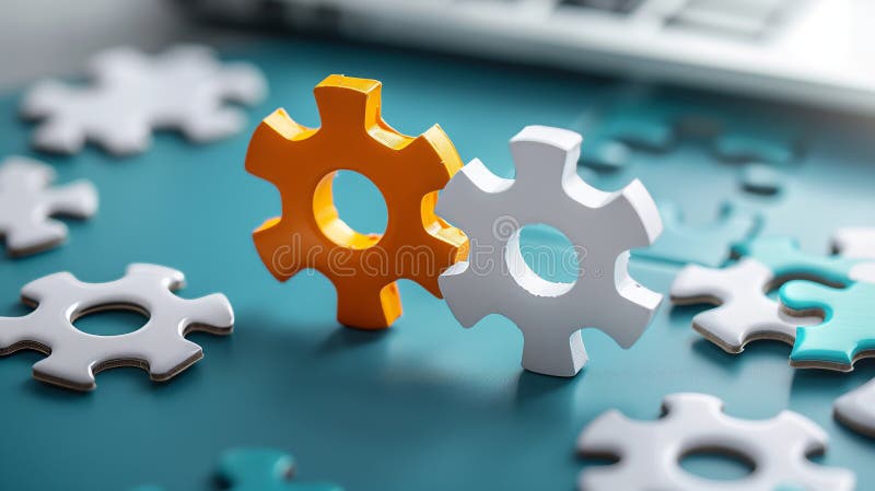 Gears and Puzzle Pieces Fitting Together Symbolizing Effective Change ...