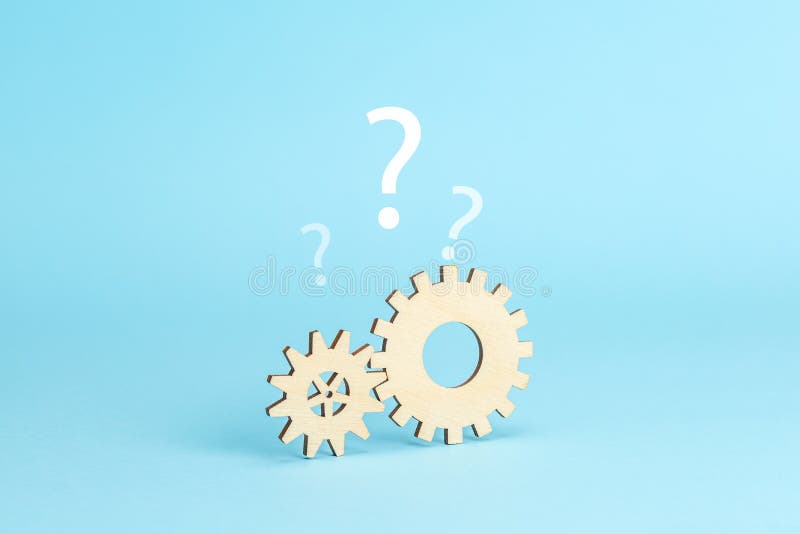 Gears and Question Mark. Concept of How the System Works Stock Photo ...