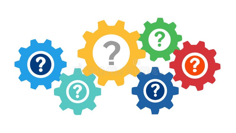 Gears with Question Marks Icon, Problem Solving, Complex Issues, Vector Design Generative AI ...