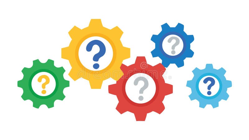 Gears Question Marks Problem Solving Innovation Icon, Vector Design ...