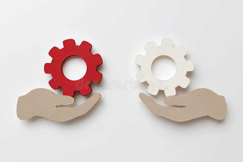 Gears Rest in Hands Symbolizing Innovation, Teamwork, and Business ...