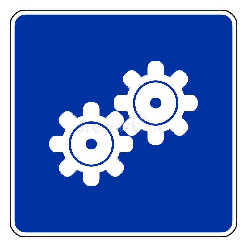 Gears and road sign stock vector. Illustration of symbol - 228344743