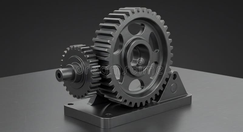 Gears Rotating Mechanical System on Dark Background Stock Illustration ...