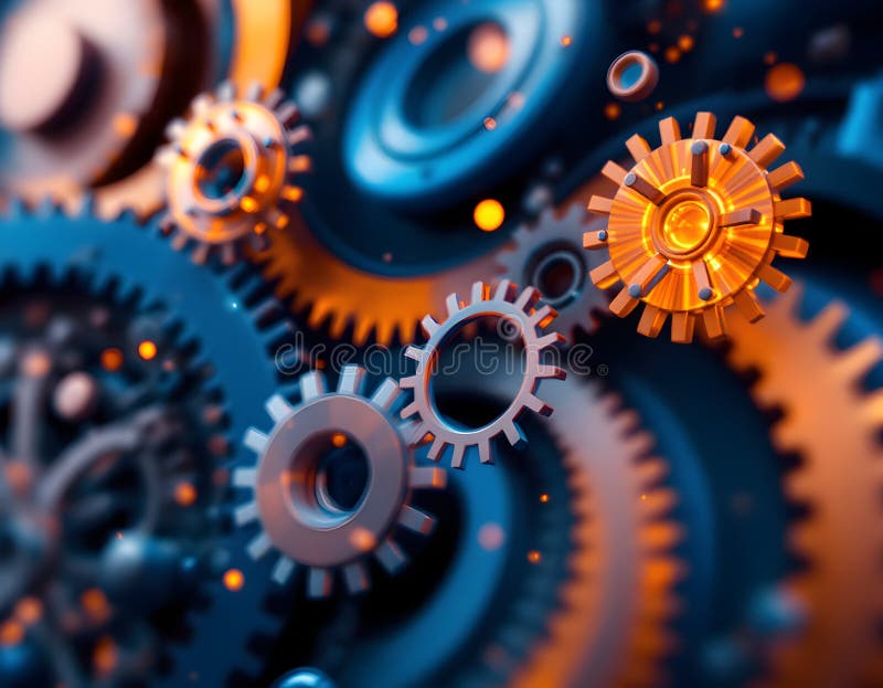 Gears Rotating Mechanism with Metallic Shine and Complex Engineering ...