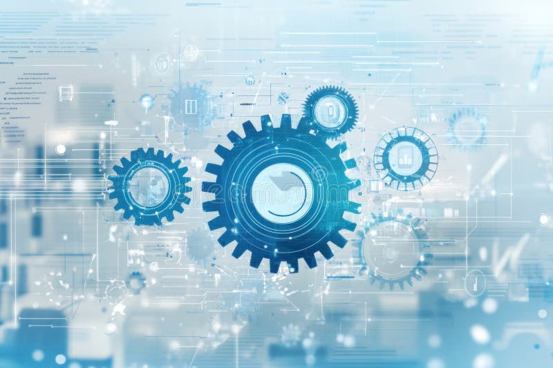 Gears Rotating, Showing Connections in Technological System Over City ...