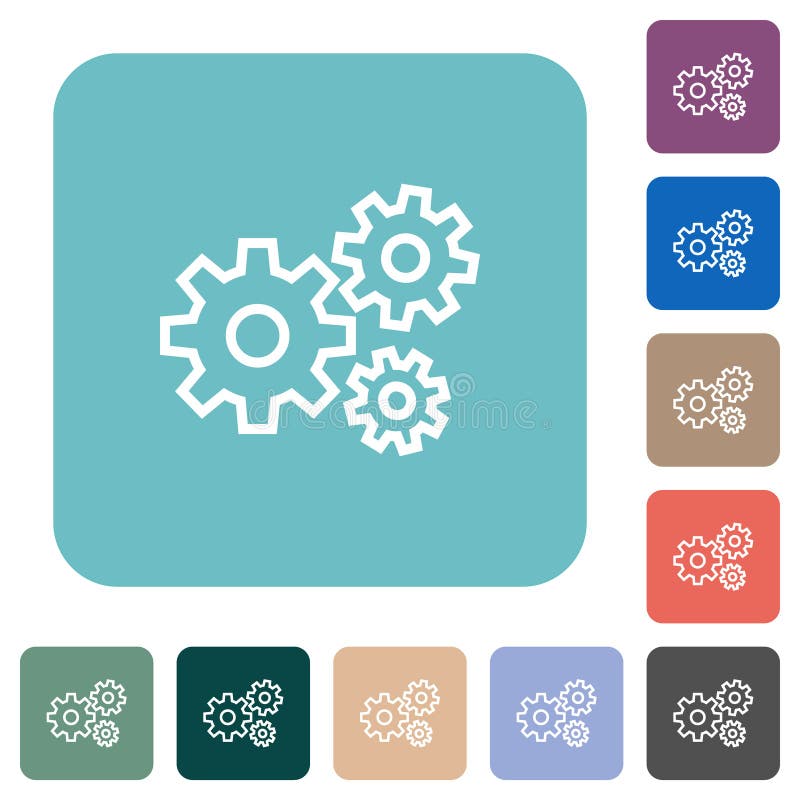 Gears Rounded Square Flat Icons Stock Vector - Illustration of curved ...
