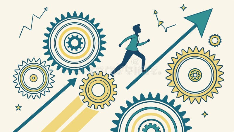 Gears and Running Figure, Progress Motion, Mechanical Process, Business ...